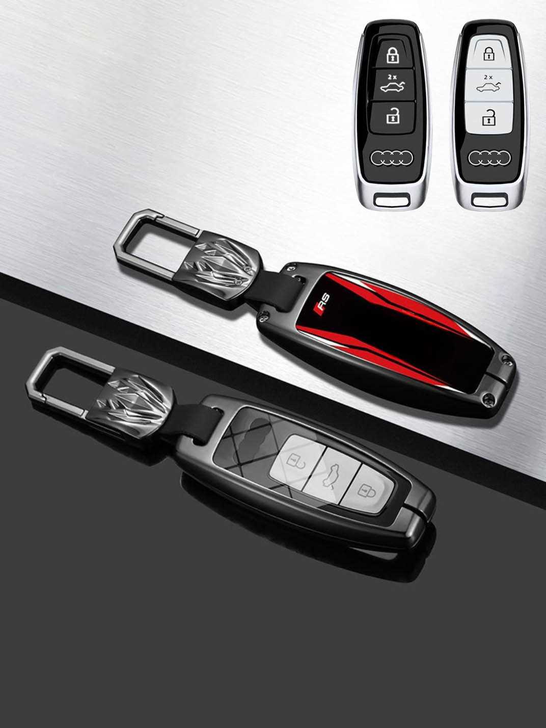 Audi Key Fob Cover Luxury Alloy & Leather Key Case for Audi Keyless Fob ...