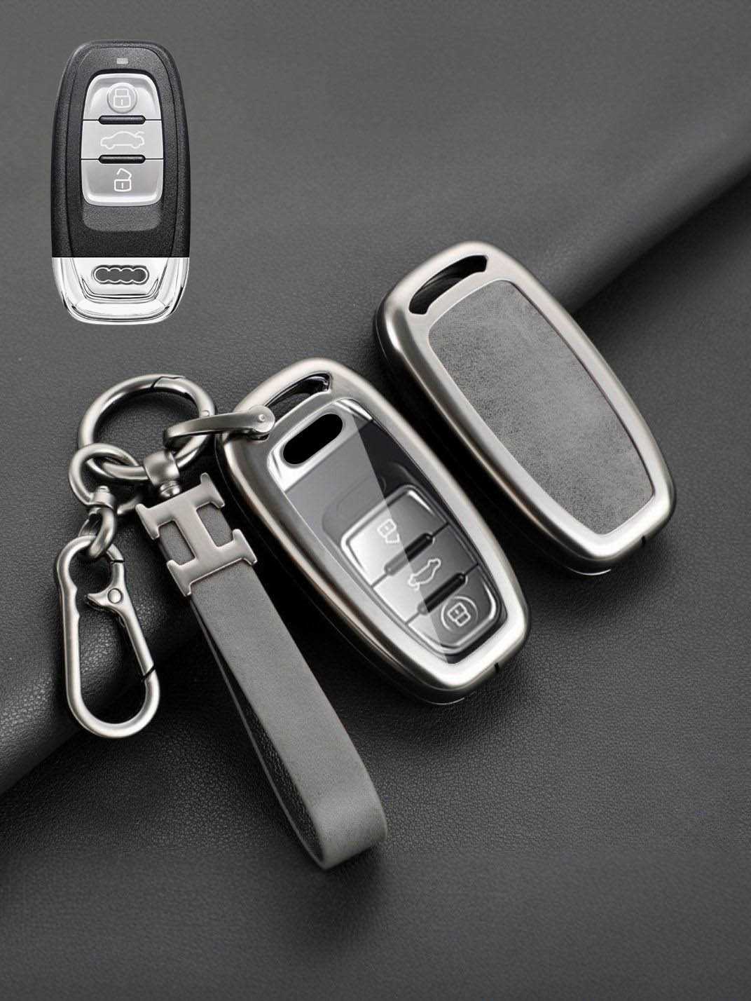 Audi Key Fob Cover Luxury Alloy & Leather Key Case for Audi Keyless Fob ...
