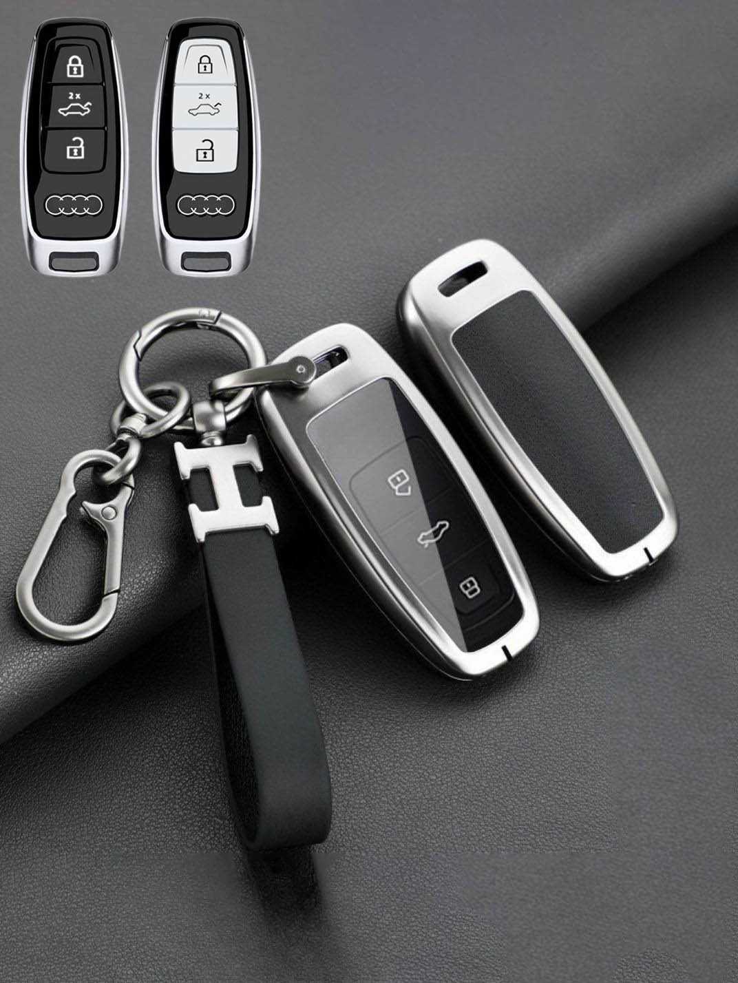 Audi Key Fob Cover Luxury Alloy & Leather Key Case for Audi Keyless Fob ...