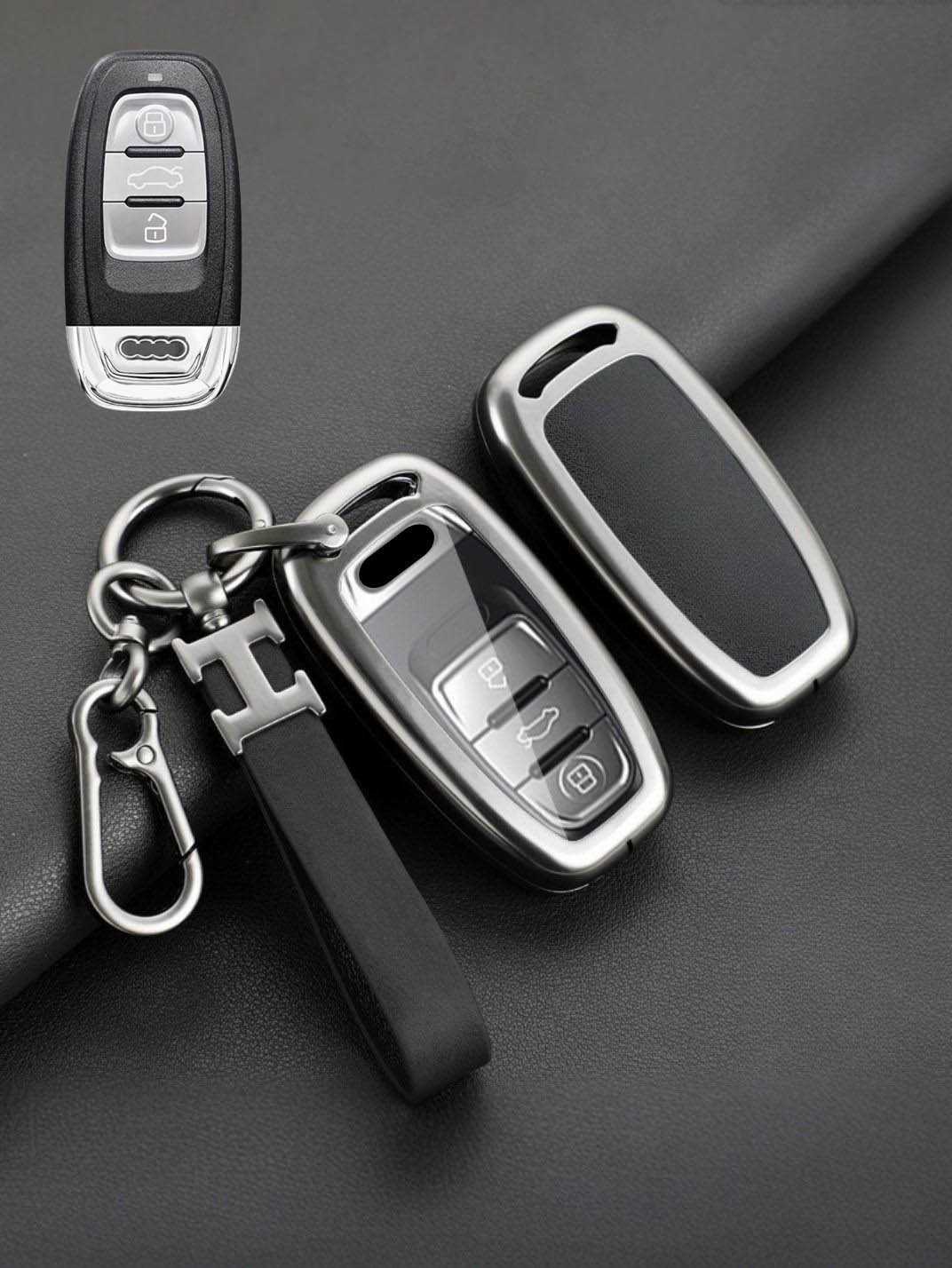 Audi Key Fob Cover Luxury Alloy & Leather Key Case for Audi Keyless Fob ...